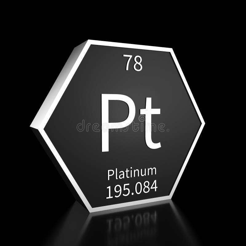Periodic Table Element Platinum Rendered Metal on Black on Black Stock ...