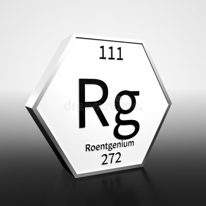 Periodic Table Element Roentgenium Rendered Black on White on White and ...