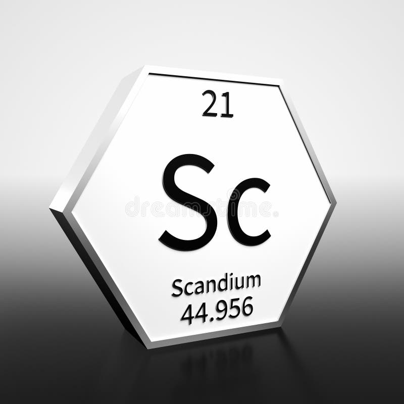 Periodic Table Element Scandium Rendered Black on White on White and ...