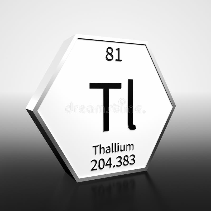 Periodic Table Element Thallium Rendered Black on White on White and ...