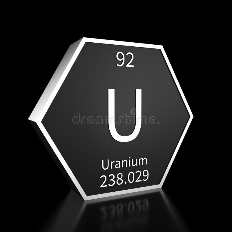 Periodic Table Element Uranium Rendered Metal on Black on Black Stock ...