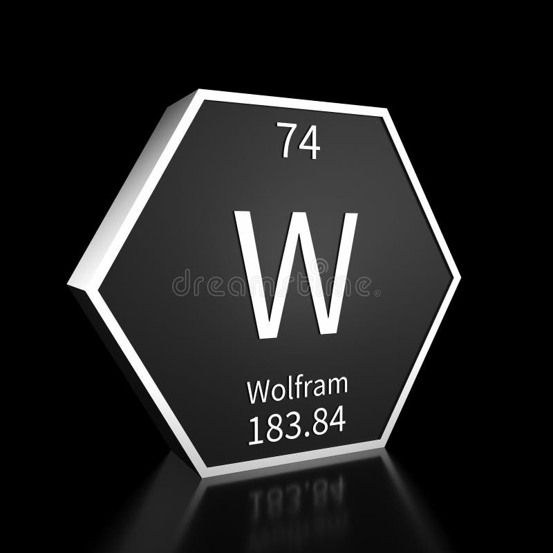 Periodic Table Element Wolfram Rendered Metal on Black on Black Stock ...