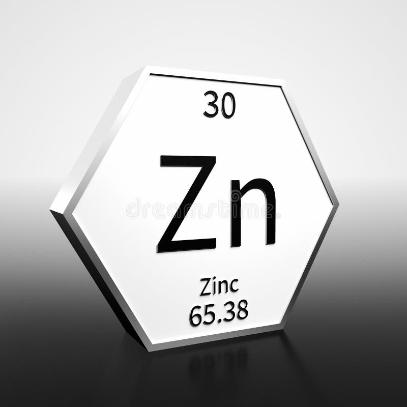 Periodic Table Element Zinc Rendered Black on White on White and Black ...