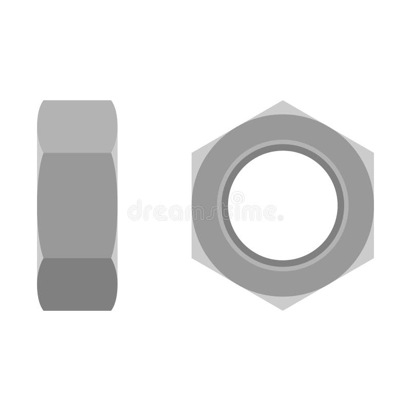 Metal Hexagonal Nut Icon Isolated on White Background. Metal Female ...