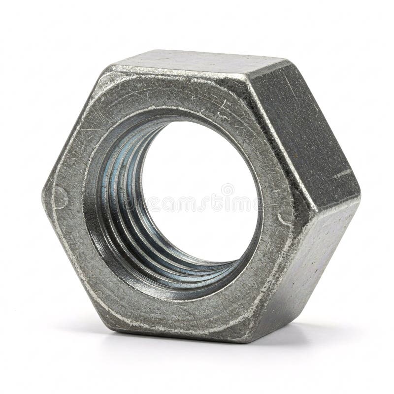 Metal Hexagonal Nut with Thread, Isolated on White Background Stock ...