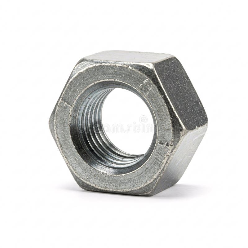 Metal Hexagonal Nut with Thread, Isolated on White Background Stock ...
