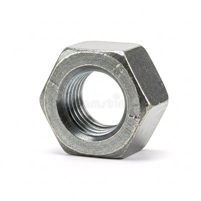 Metal Hexagonal Nut with Thread, Isolated on White Background Stock ...