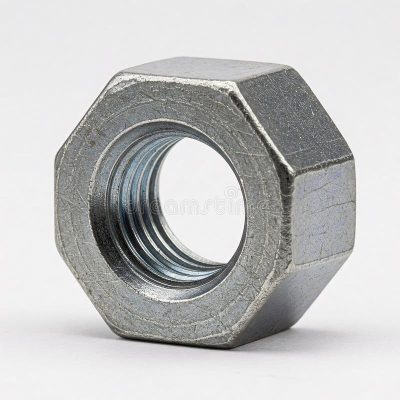 Metal Hexagonal Nut with Thread, Isolated on White Background Stock ...