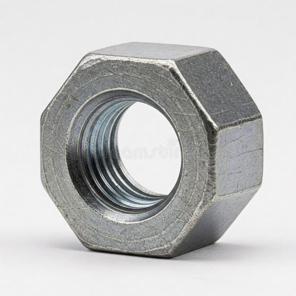 Metal Hexagonal Nut with Thread, Isolated on White Background Stock ...