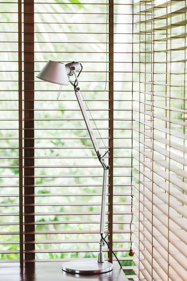 Lamp and blinds stock photo. Image of powered, lamp, brown - 14058166