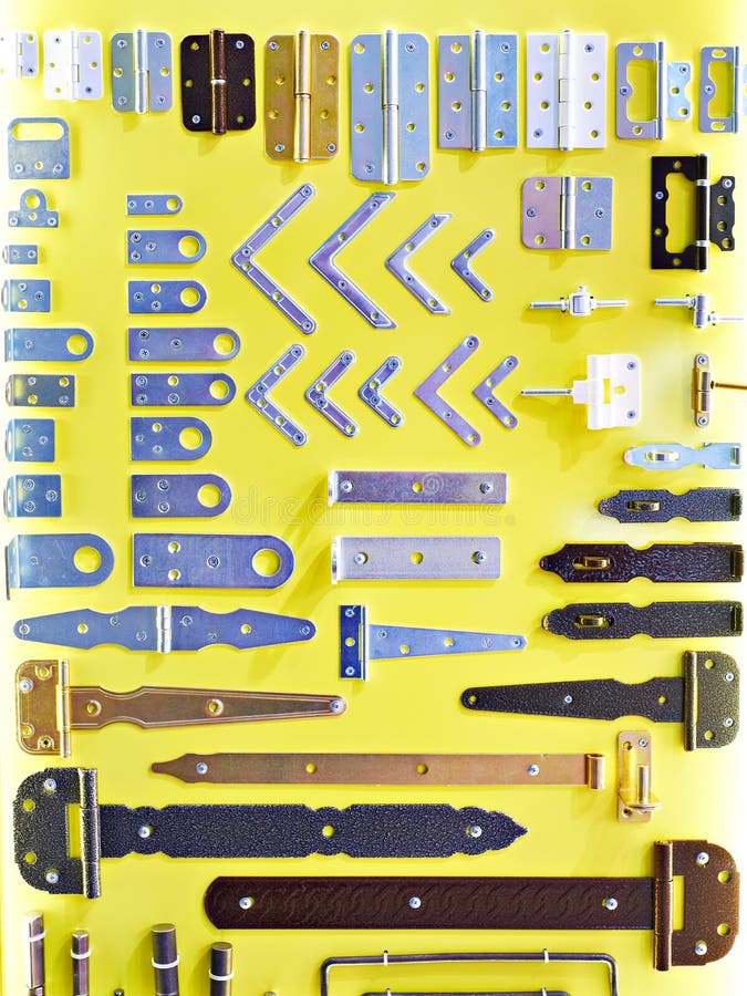 Metal Hinges and Brackets in Hardware Store Stock Photo - Image of ...