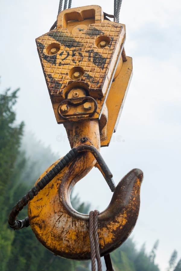 Metal Hook of the Industrial Crane Stock Photo - Image of action, build ...
