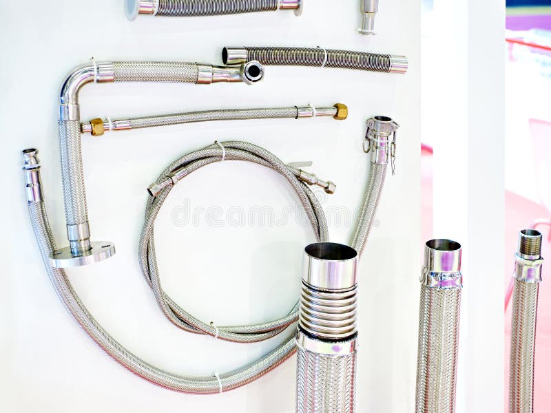Metal Hoses Stainless Steel Stock Photo - Image of power, background ...