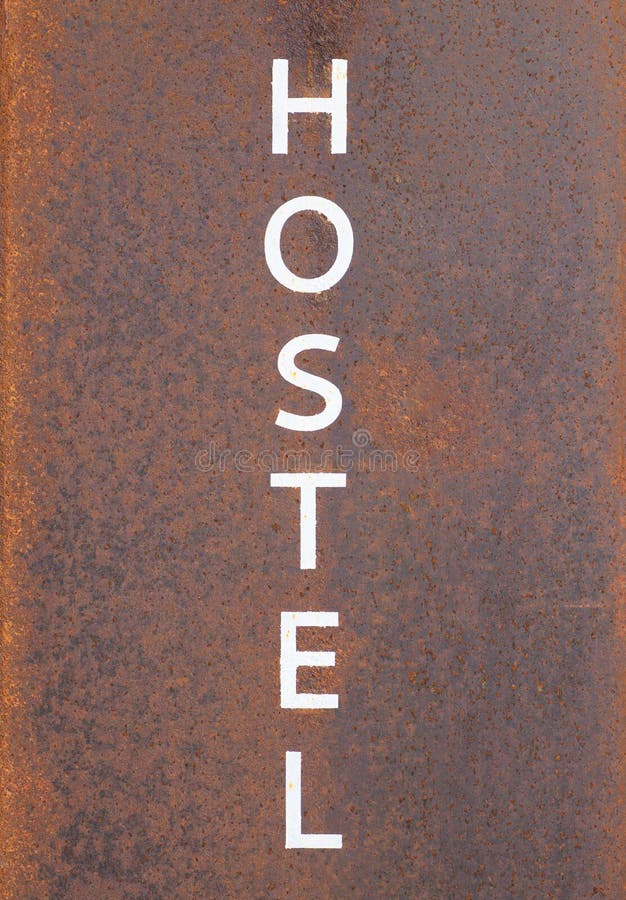 Hostel sign on the ground stock photo. Image of indicator - 11838838