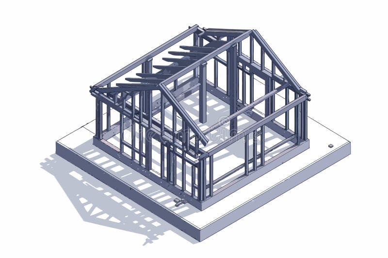 Metal House Frame Isometric Stock Image Isolated Vector Style Stock ...