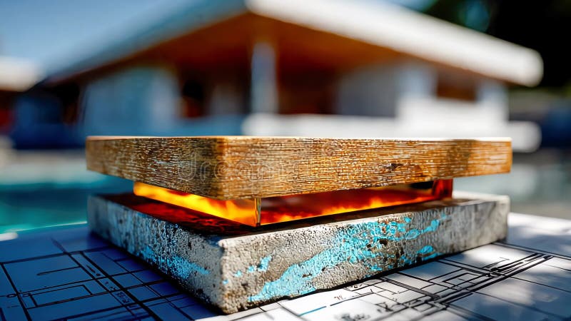 A Metal House Model Sits on Architectural Blueprints with Construction ...