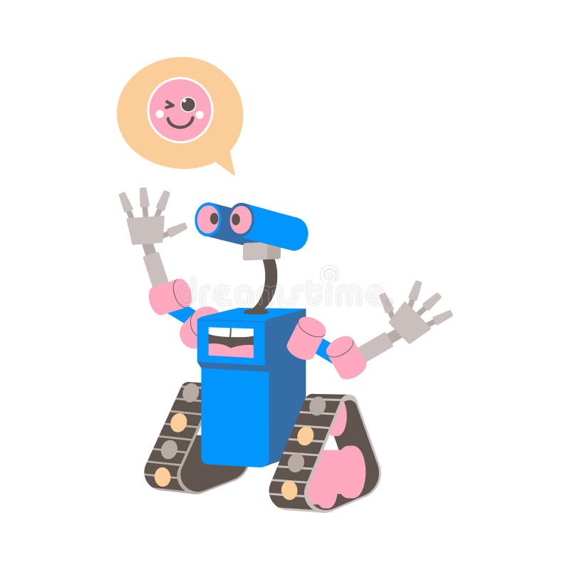 Metal Humanoid Robot Machine with Limbs Waving Hand Vector Illustration ...