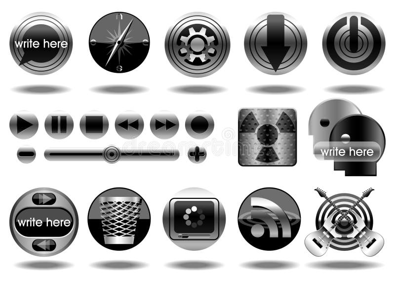 Metal Icons-Illustration-vector Icons Stock Vector - Illustration of ...