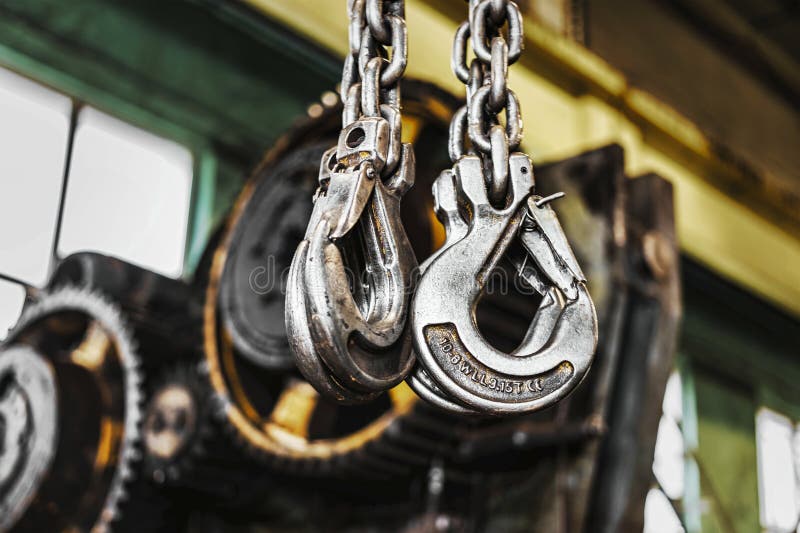 Metal Industrial Chains with Hooks in the Workshop of a Metallurgical ...