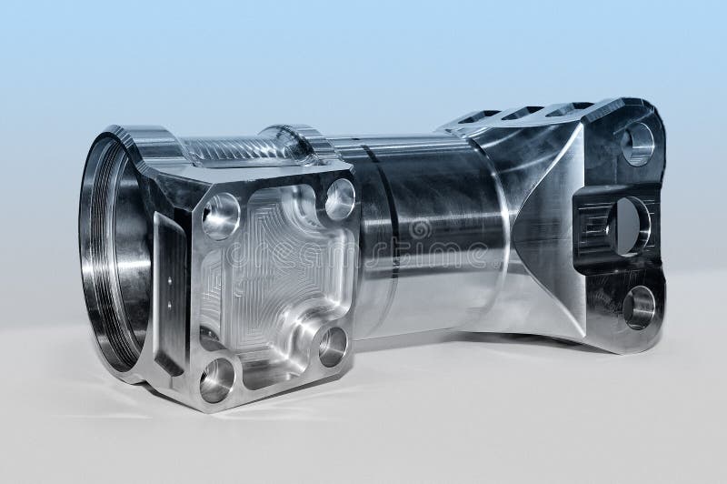 Metal Industrial Part of Rectangular and Round Shape. Blue Toned Stock ...