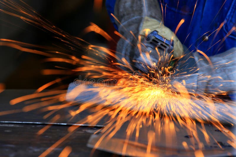 Metal Industry Worker Grinding Stock Image - Image of production ...