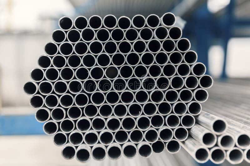 Metal inox pipe on stack stock image. Image of round - 103673115