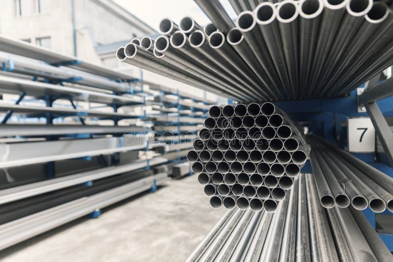 Metal inox pipe on stack stock image. Image of round - 103673115