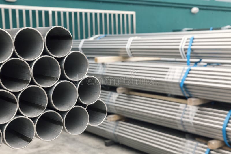Metal inox pipe on stack stock image. Image of stainless - 103673467