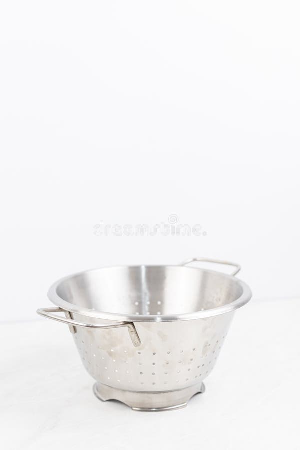 Metal Inox Strainer Bowl Above White Background Stock Photo - Image of ...