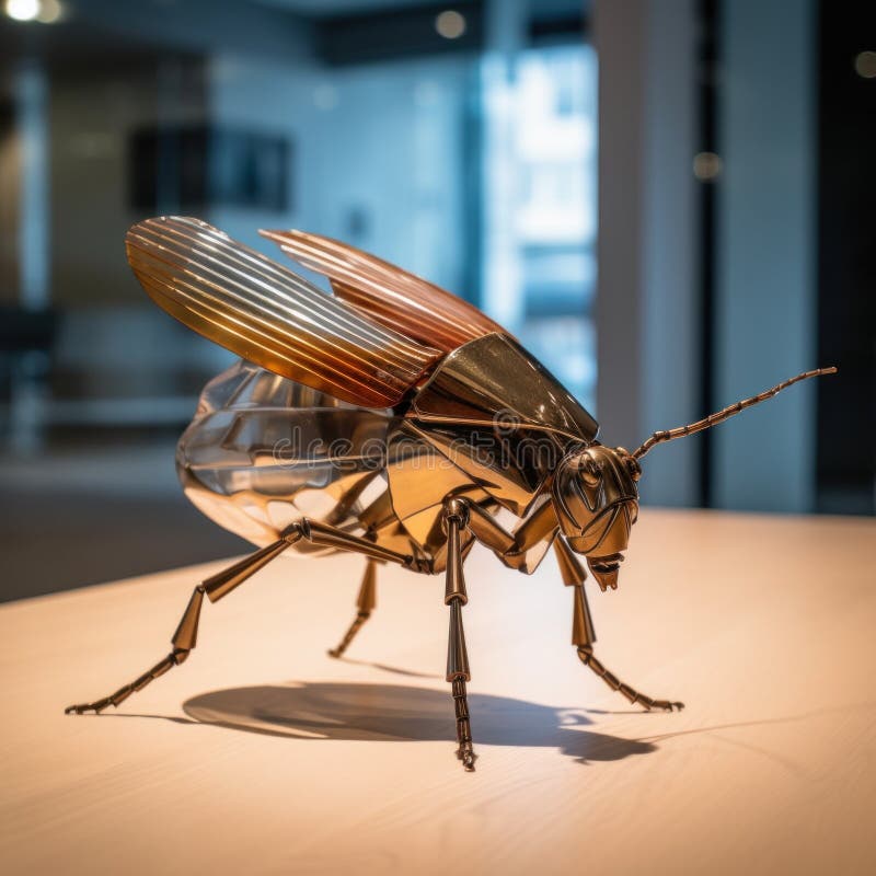A Metal Insect Sitting on Top of a Table. Generative AI Image. Stock ...