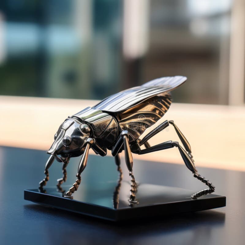 A Metal Insect Sitting on Top of a Table. Generative AI Image. Stock ...
