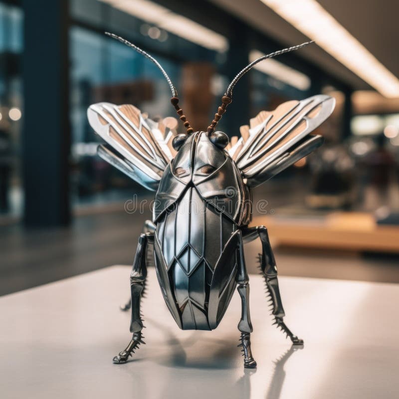 A Metal Insect Sitting on Top of a Table. Generative AI Image. Stock ...
