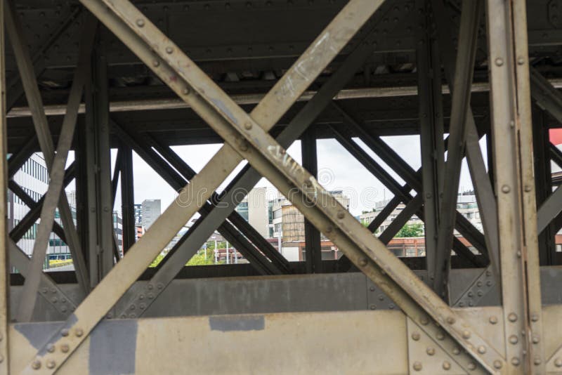 Metal Iron Bridge Construction Abstract View Stock Image - Image of ...