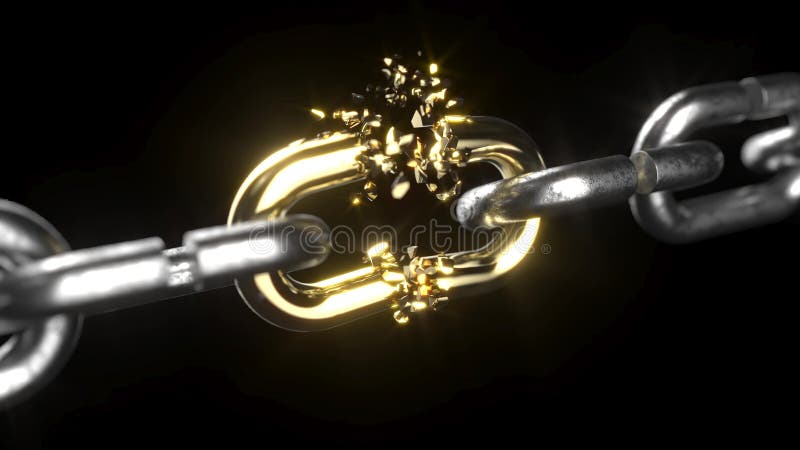 Metal Iron Gold Chain Broken on Black Bg 3d Stock Illustration ...