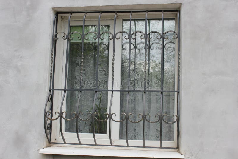 Metal Ironwork Grid for Window Stock Photo - Image of background ...