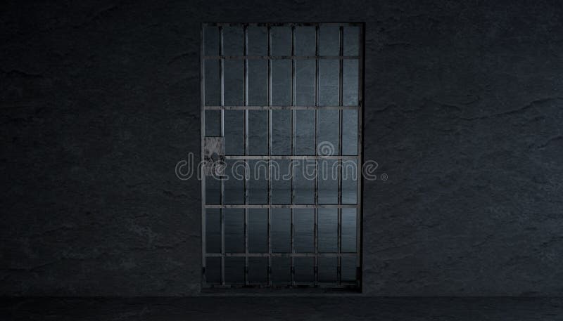 Metal Jail Cell Door with Dramatic Lighting Stock Illustration ...