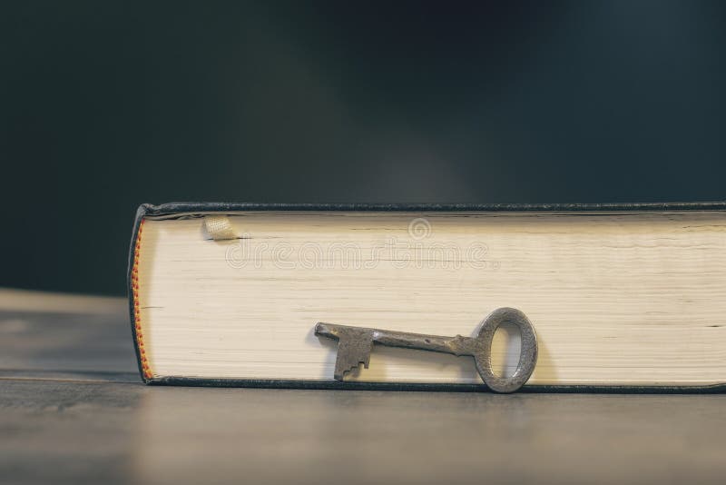 Metal Key and Book on the Table Stock Image - Image of antique, style ...