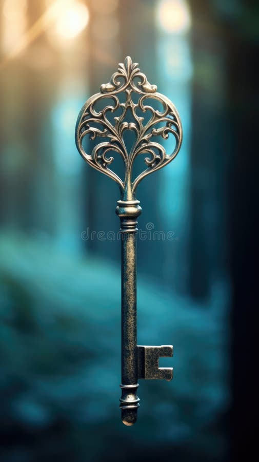 A Metal Key with an Ornate Design on it Stock Illustration ...