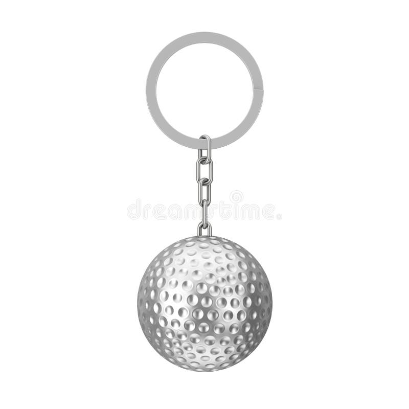 Metal Keychain Golf Ball. 3d Rendering Stock Illustration ...
