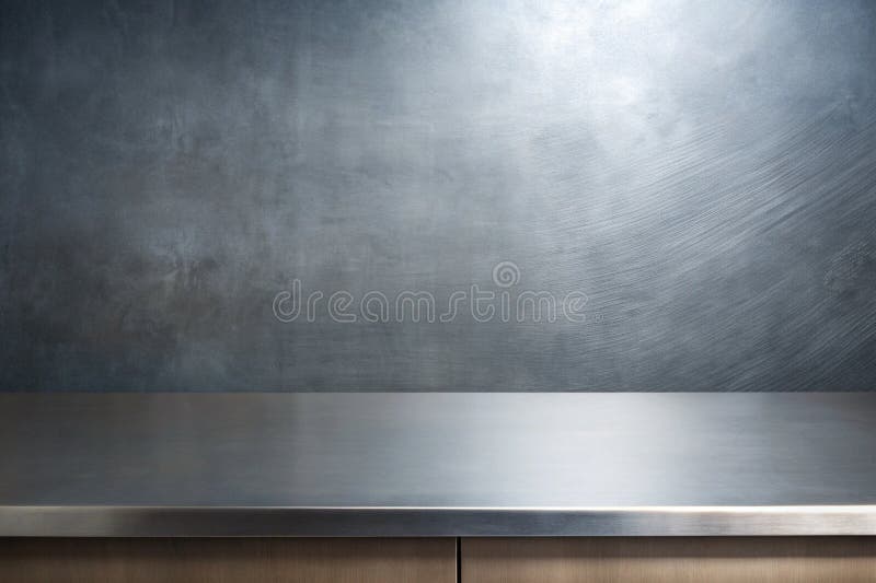 Metal Kitchen Countertop Iron Texture Flat Large Table on a Gray ...