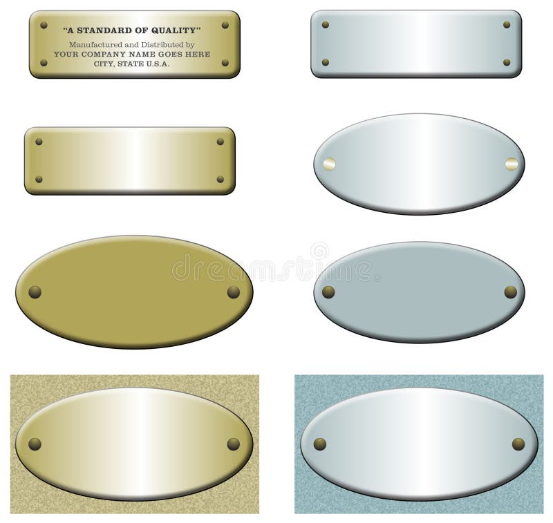 Metal Labels with Rivets, Gold and Blue Stock Illustration ...
