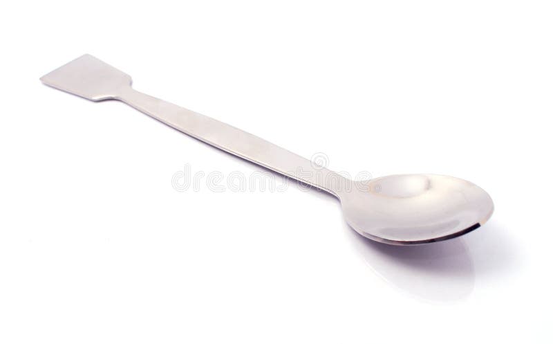 Metal Laboratory Spoon with Spatula Stock Photo - Image of analysis ...