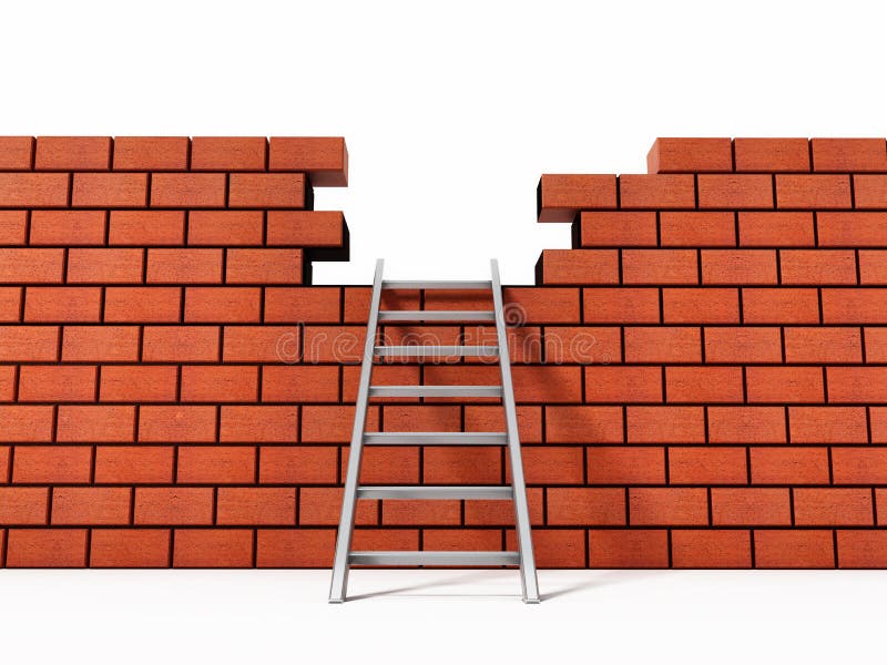 Metal Ladder on Brick Wall. 3D Illustration Stock Illustration ...