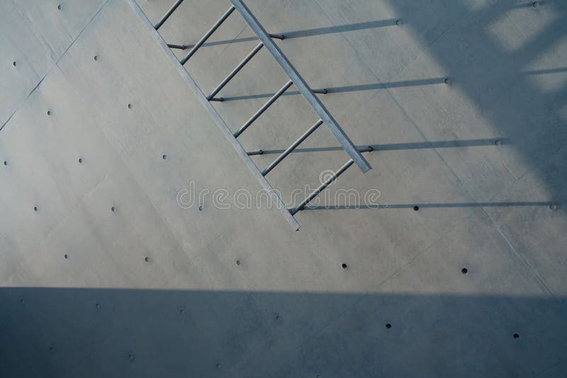 Metal Ladder Casting Shadows on Concrete Wall. Stock Illustration ...