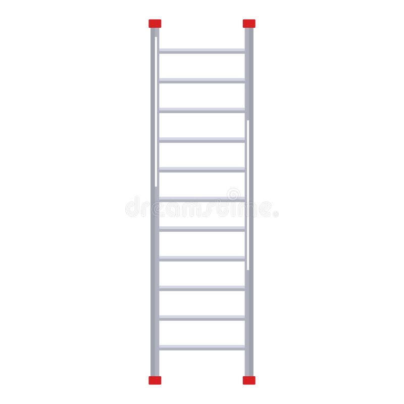 Metal Ladder in Flat Design on White Background. Step Ladder Icon Stock ...