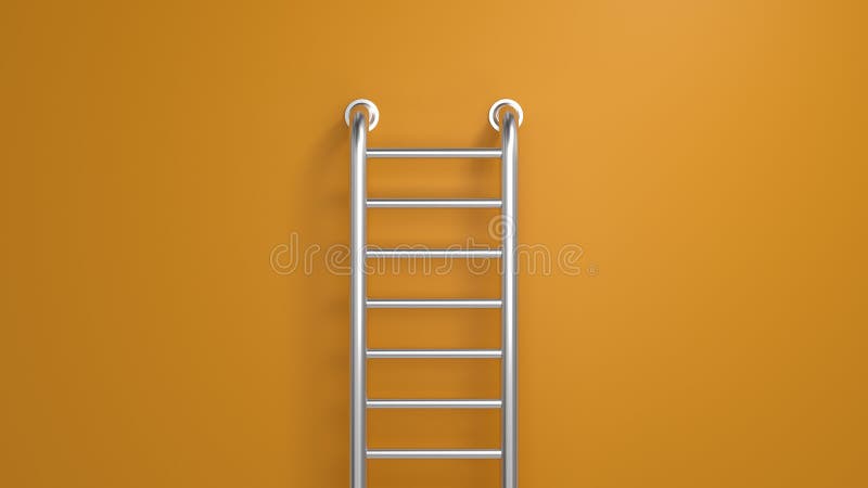 Metal Ladder on Yellow Background. 3D Rendering. Stock Illustration ...