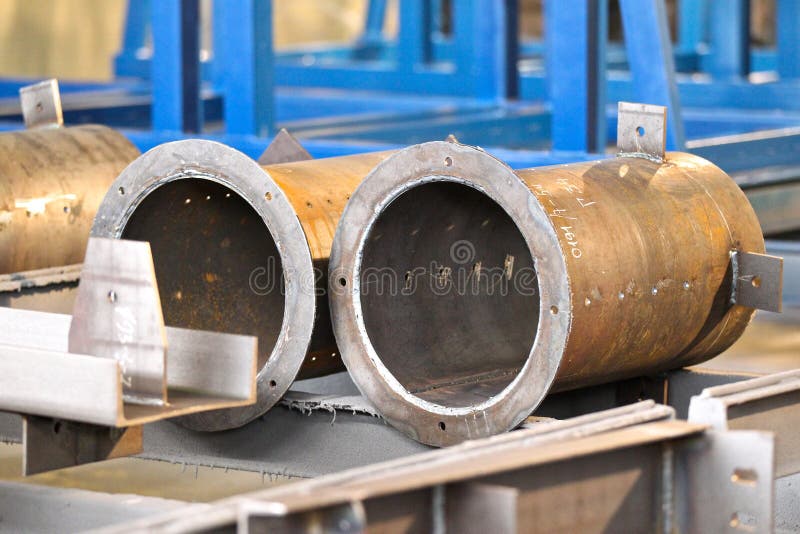 Metal large-diameter pipes stock photo. Image of chamfer - 73899422