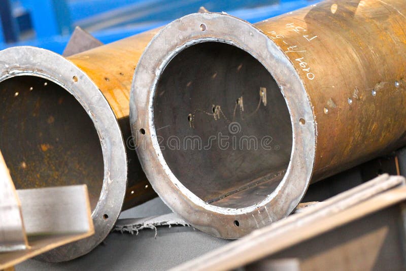 Metal large-diameter pipes stock photo. Image of design - 73900698