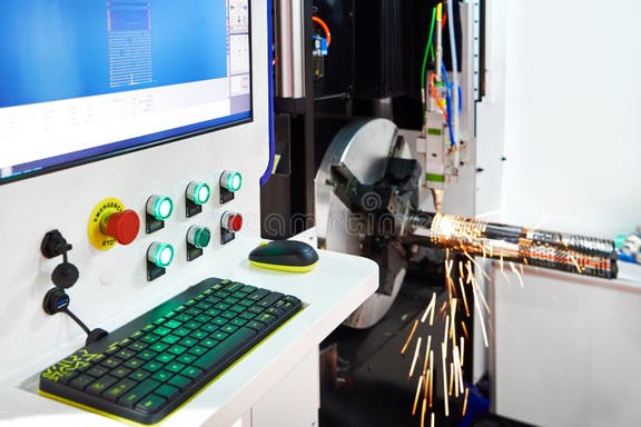 Metal Laser Cutting Machine Control Panel Stock Image - Image of steel ...