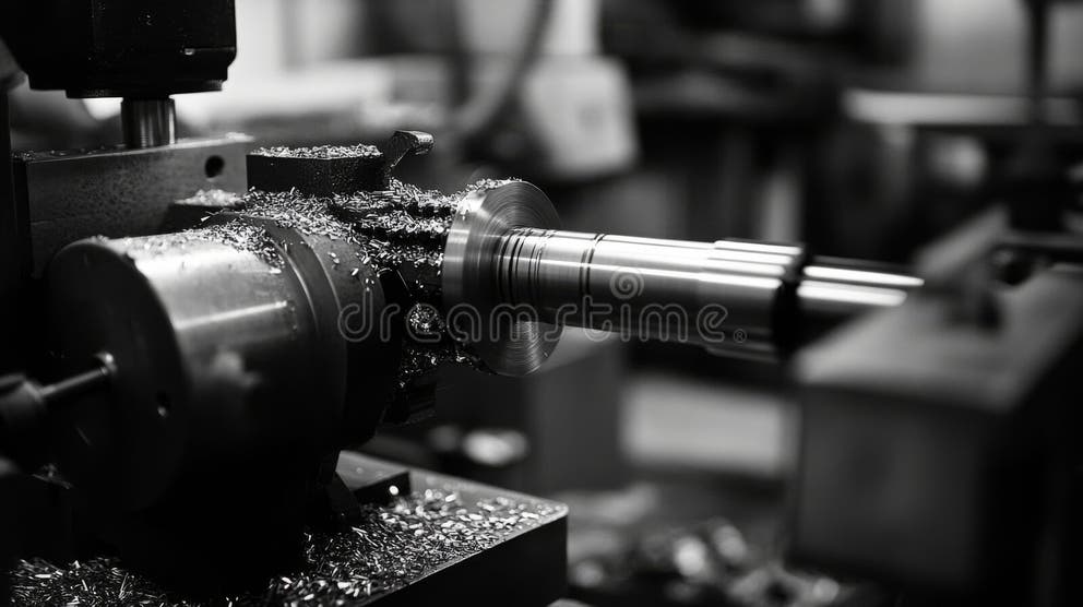 Metal Lathe Machining a Cylindrical Component Stock Illustration ...